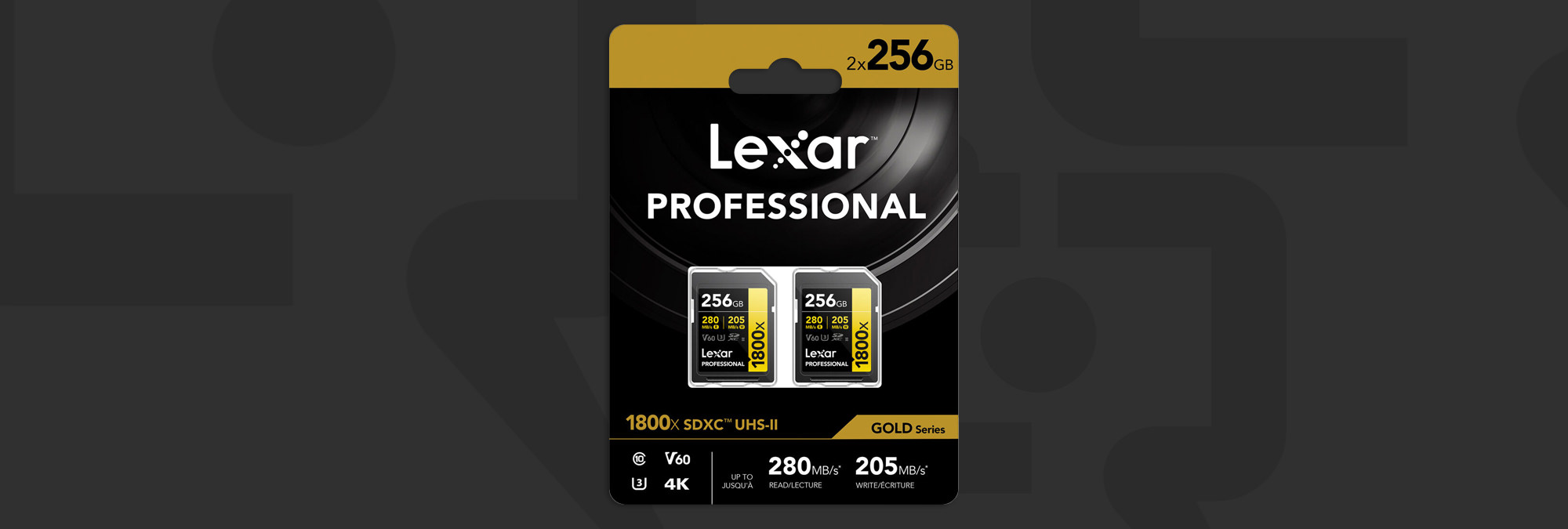 Lexar 256GB Professional 1800x UHS-II SDXC Memory Card (GOLD Series, 2-Pack) $89 (Reg $199 ...